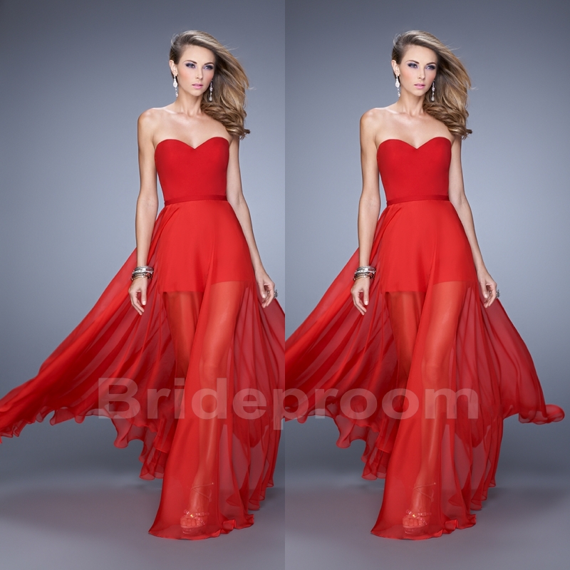 Red Simple Prom Dress Chiffon Party Evening Dress on Luulla